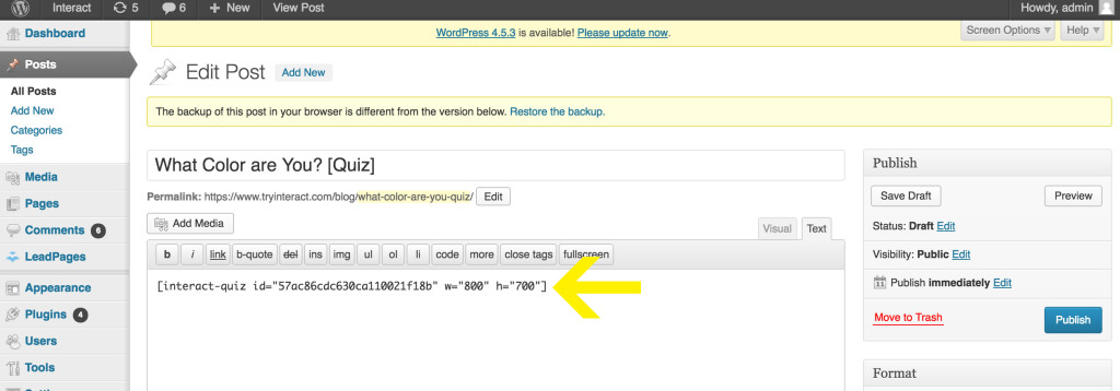 How to embed quizzes in your wordpress site « Interact