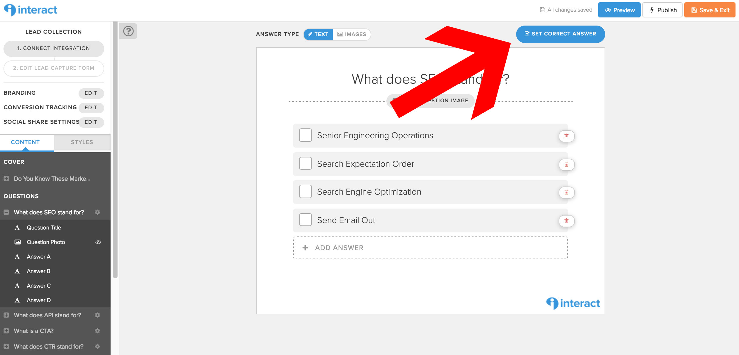 How To Set Up Multiple Choice Quiz Questions Interact Help Center